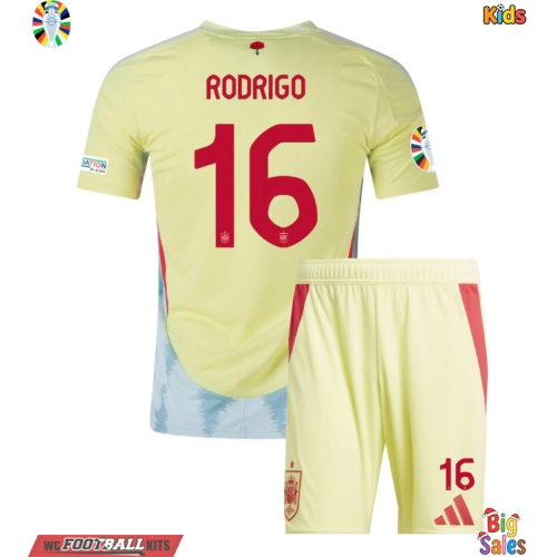 Spain Rodri Hernandez #16 Replica Away Stadium Kit for Kids Euro 2024 ...